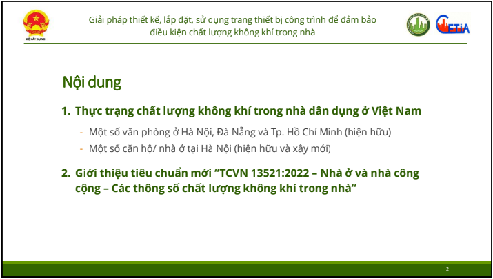 Thực trạng chất lượng không khí trong nhà dân dụng ở Việt Nam và giới ...